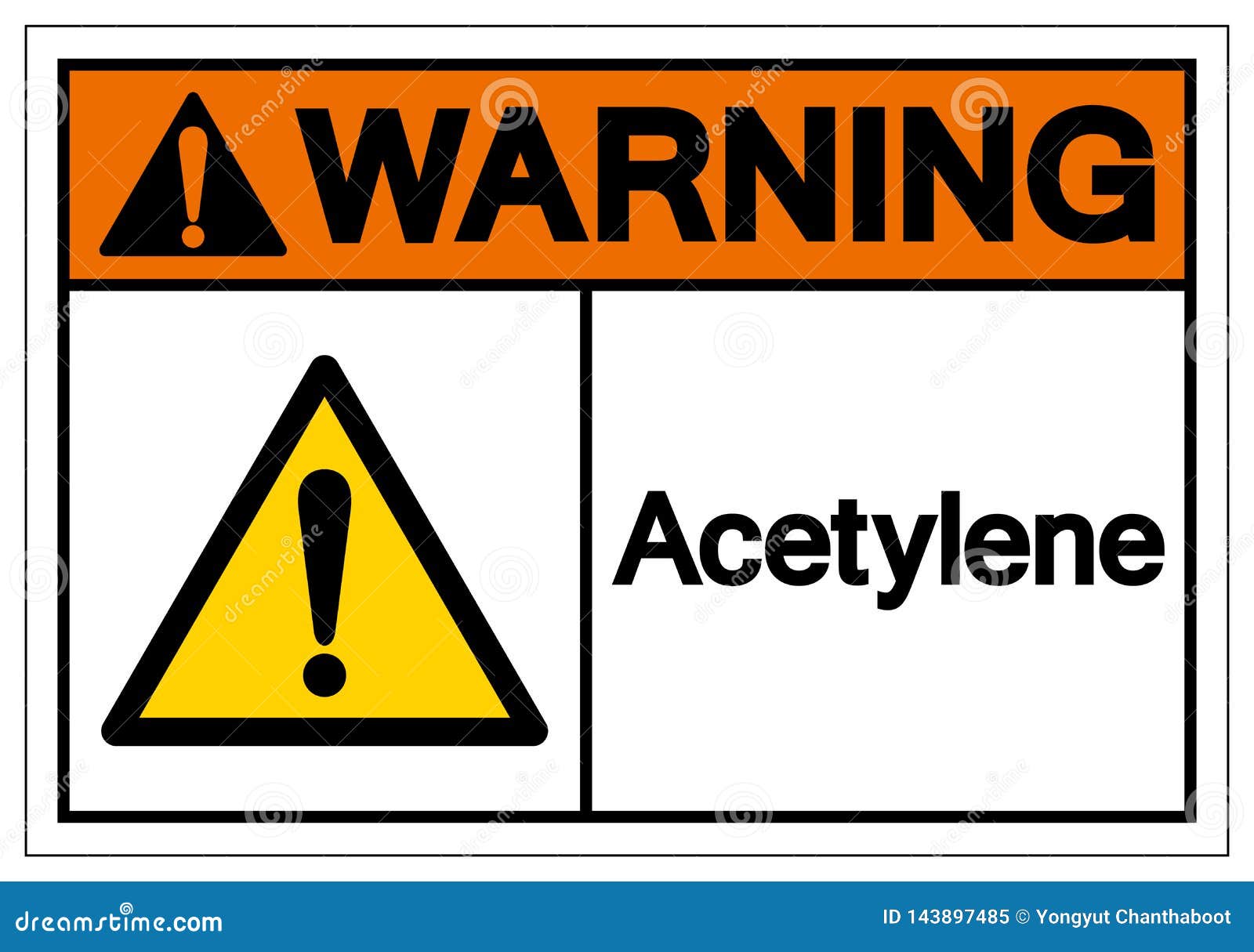Warning Acetylene Symbol Sign, Vector Illustration, Isolate on White ...
