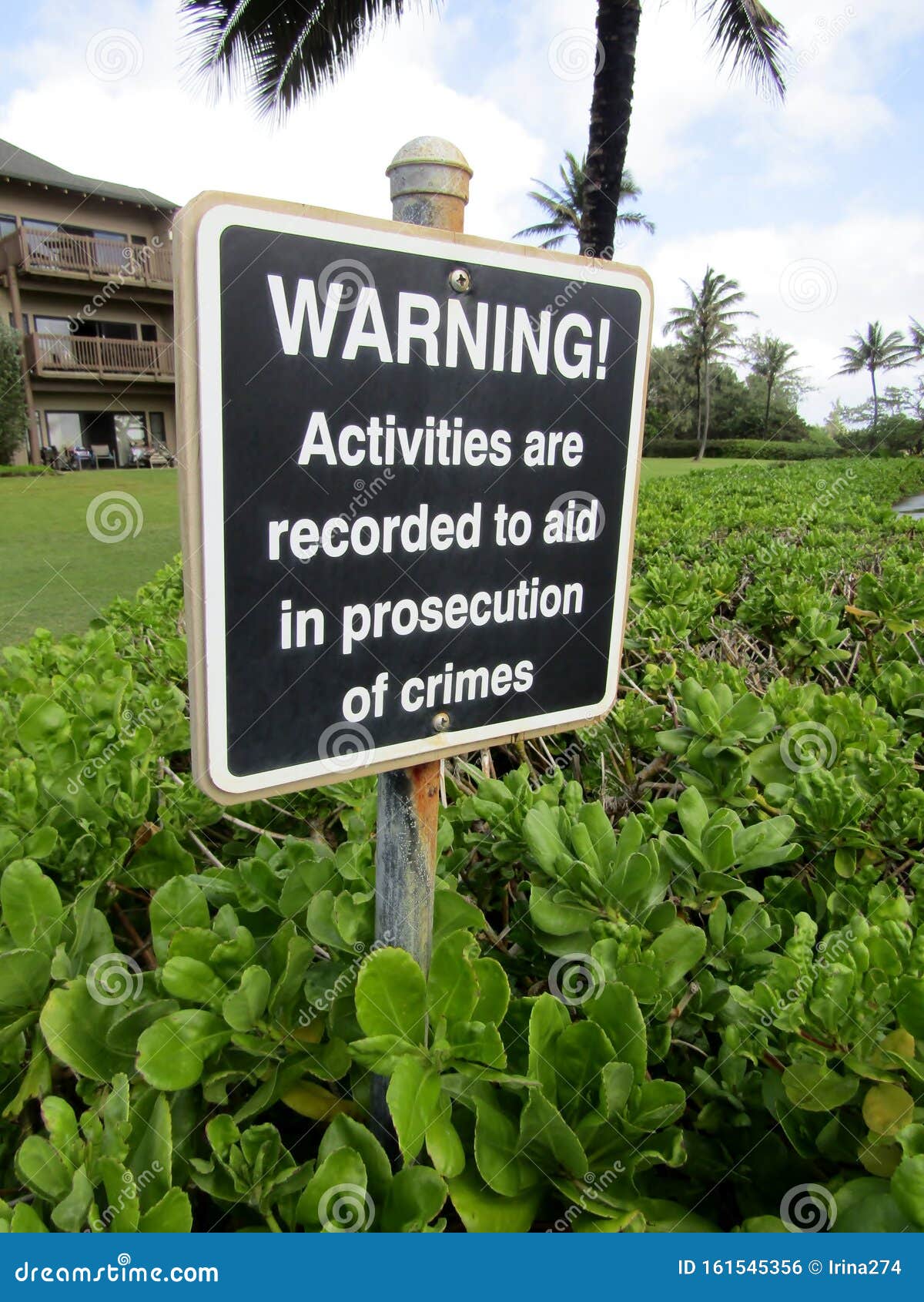 Warning! Activities are Recorded Sign Stock Photo - Image of area ...