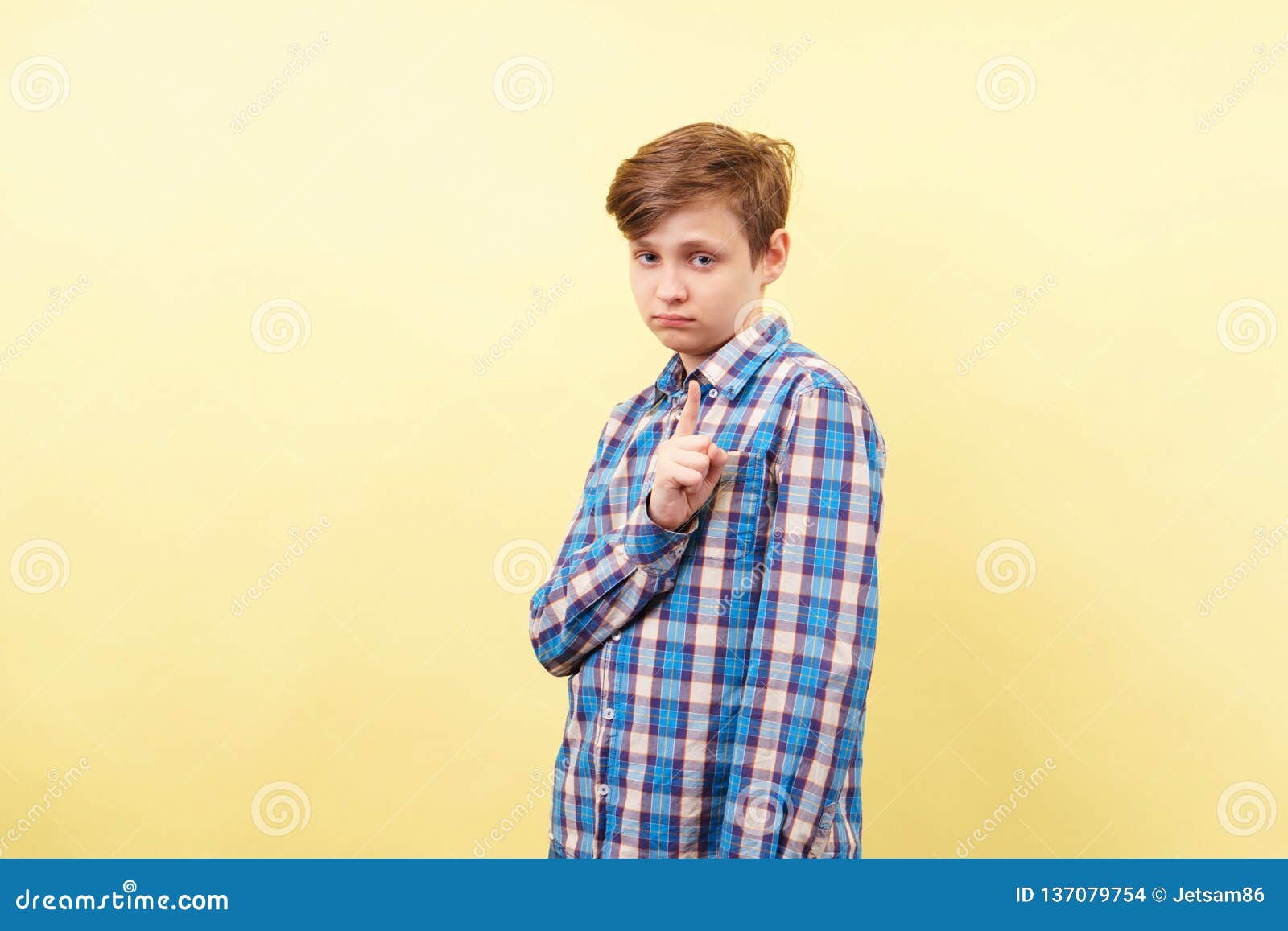 Warning, Admonition or Notice. Boy Gesturing Stock Photo - Image of ...