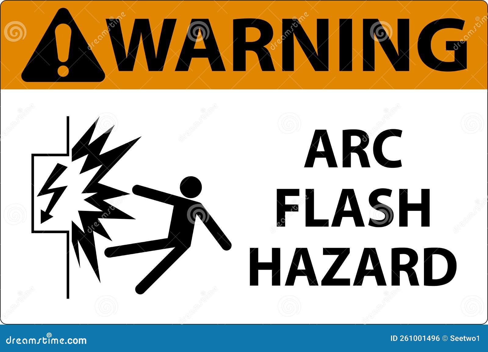 Warning Arc Flash Hazard Sign on White Background Stock Vector ...