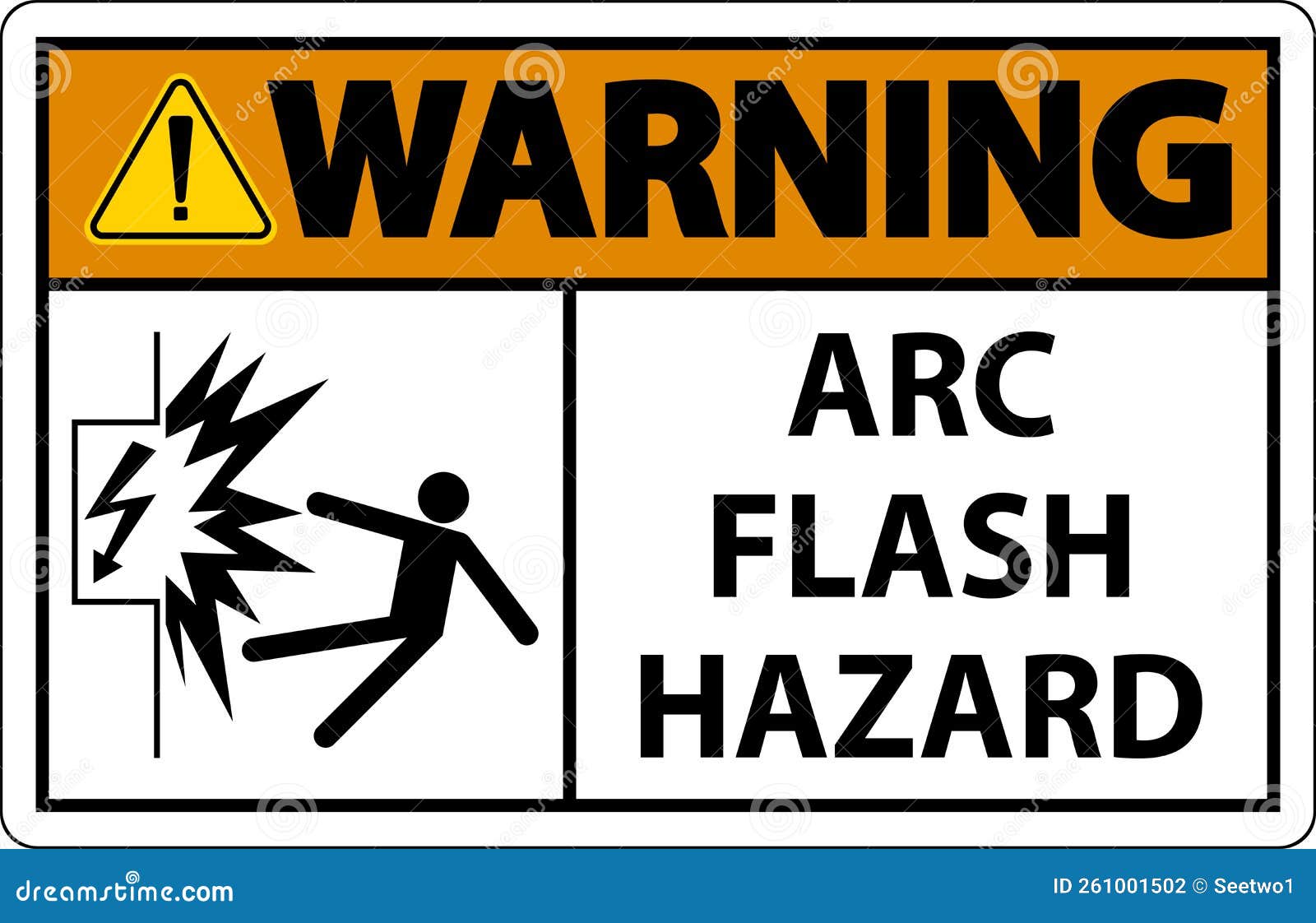 Warning Arc Flash Hazard Sign on White Background Stock Vector ...