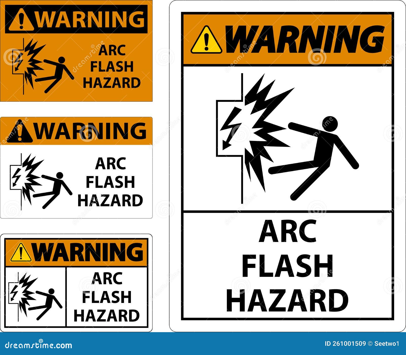 Warning Arc Flash Hazard Sign on White Background Stock Vector ...
