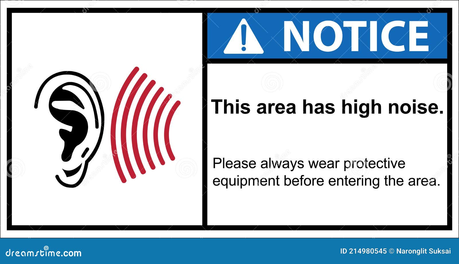 Warning this Area Has High Noise.,Notice Sign Stock Vector ...