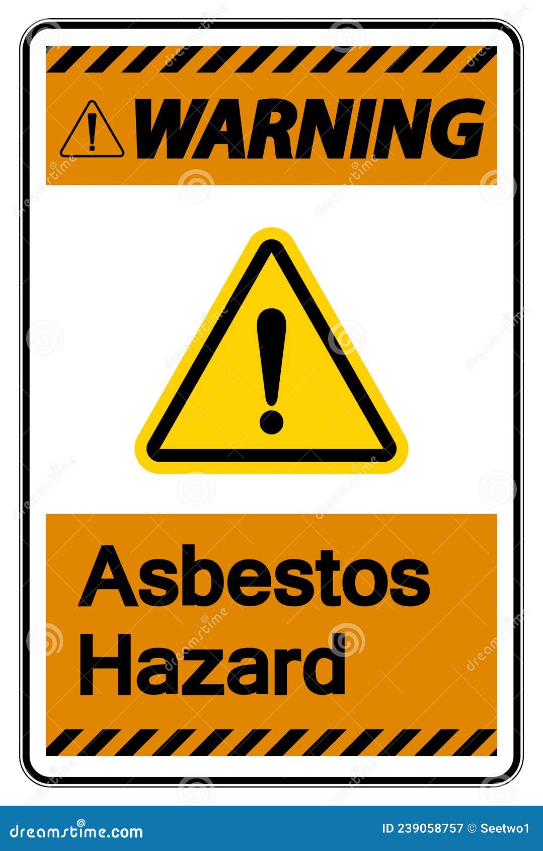Warning Asbestos Hazard Symbol Sign on White Background Stock Vector ...