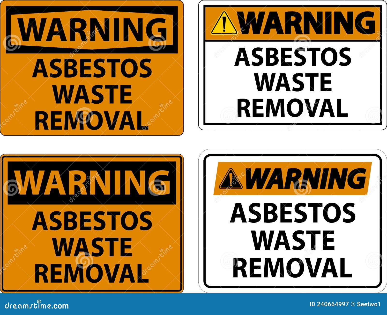 Warning Asbestos Waste Removal Sign on White Background Stock Vector ...