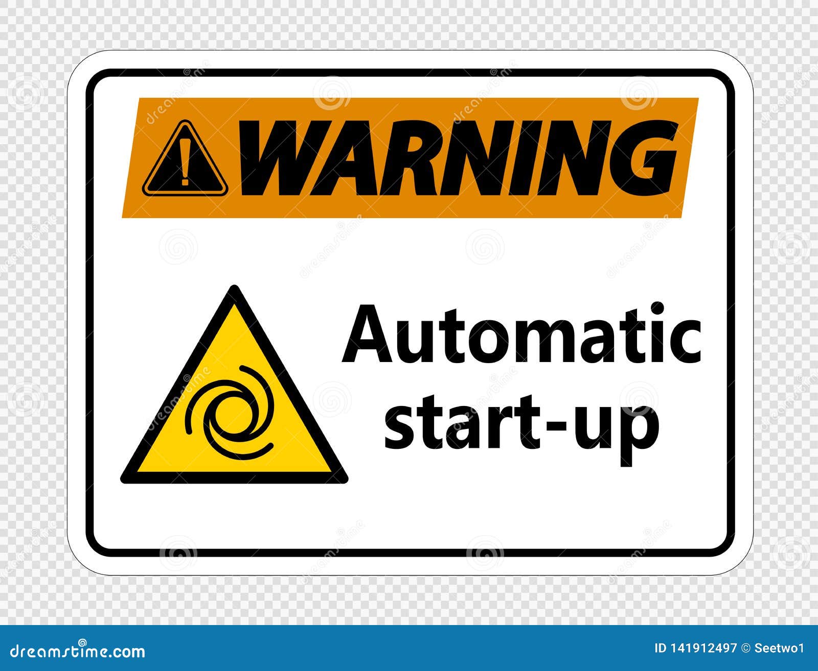 Warning Automatic Start-up Hazard Sign Icon Of 3 Types Color, Black And ...