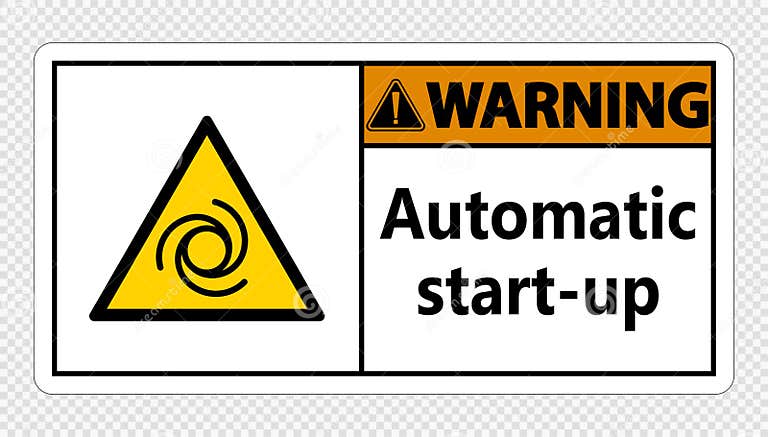 Symbol Warning Automatic Start-up Sign on Transparent Background Stock ...
