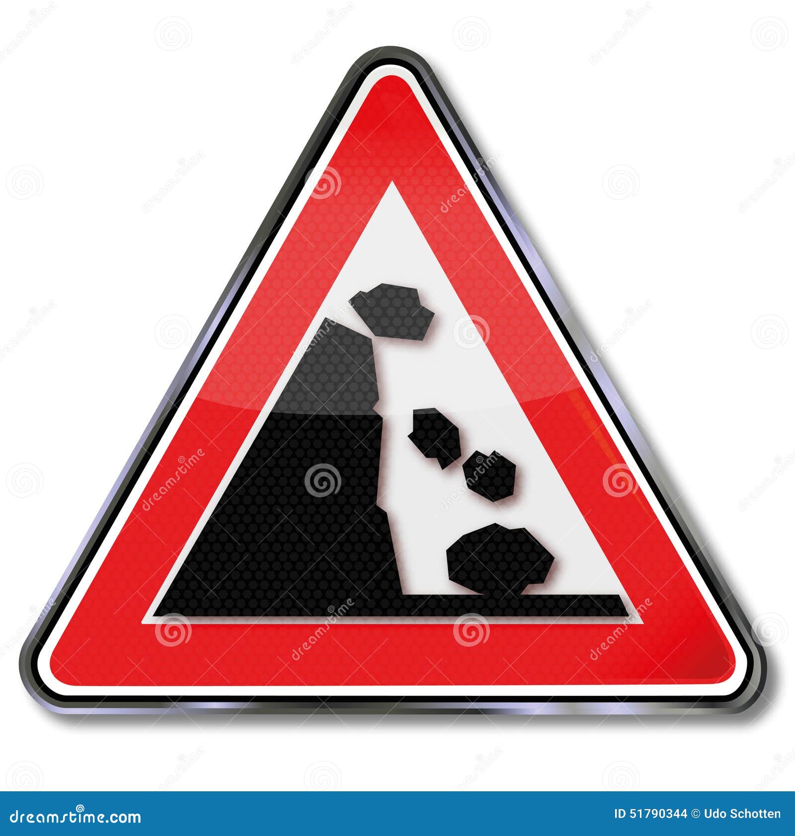 Attention Rockfall Or Stone Falling Caution Sign Warning Icon Vector ...