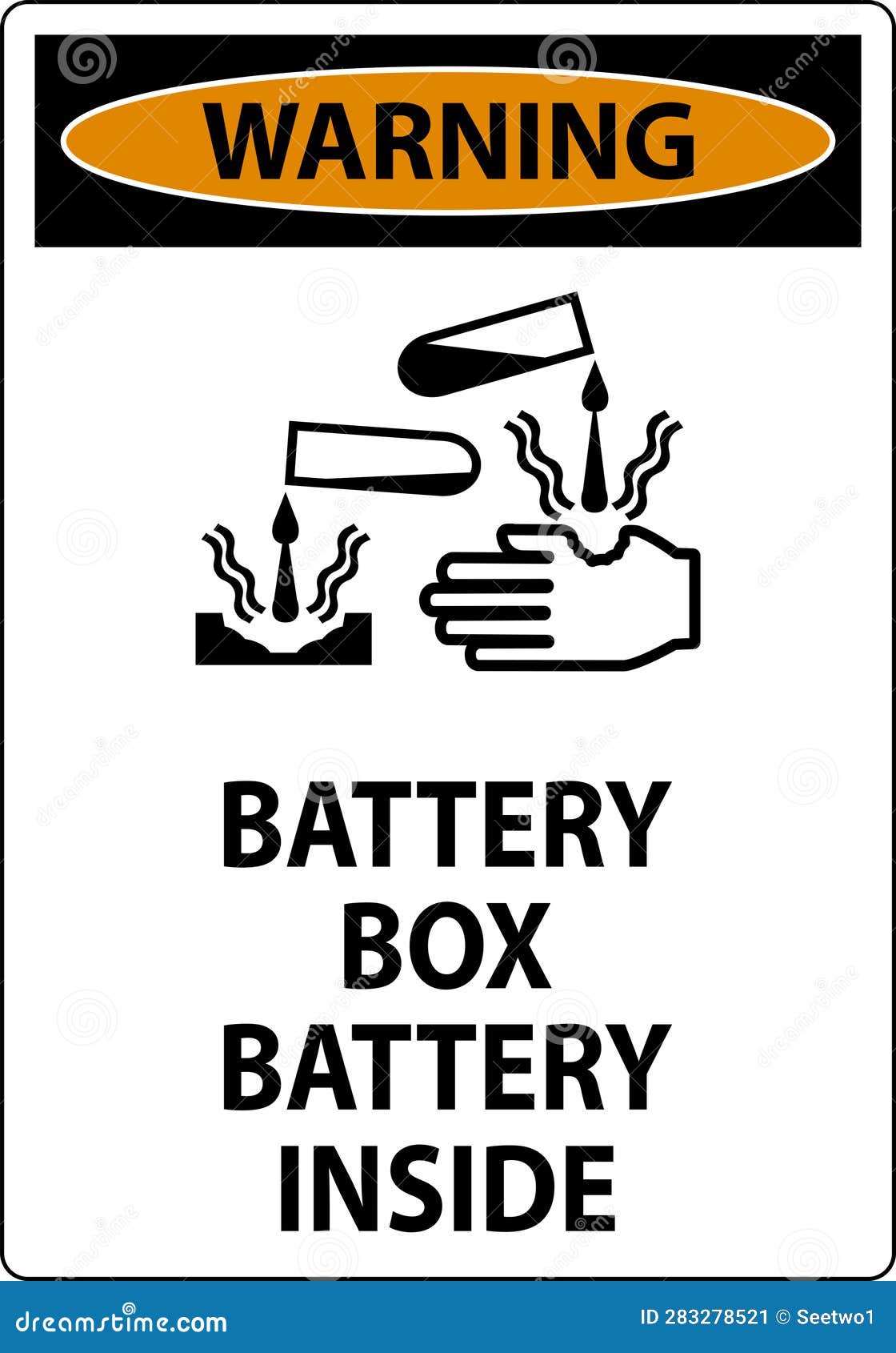 Warning Battery Box Battery Inside Sign with Symbol Stock Vector ...