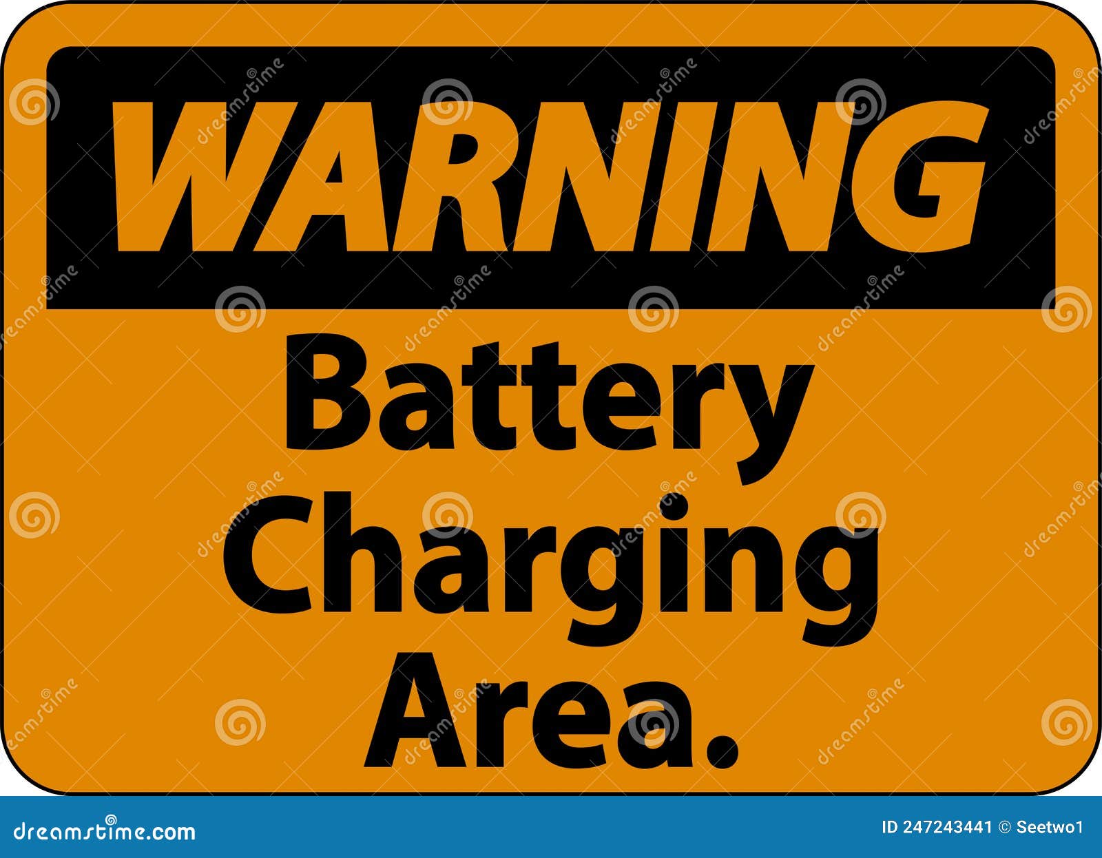 Warning Battery Charging Area Sign on White Background Stock Vector ...