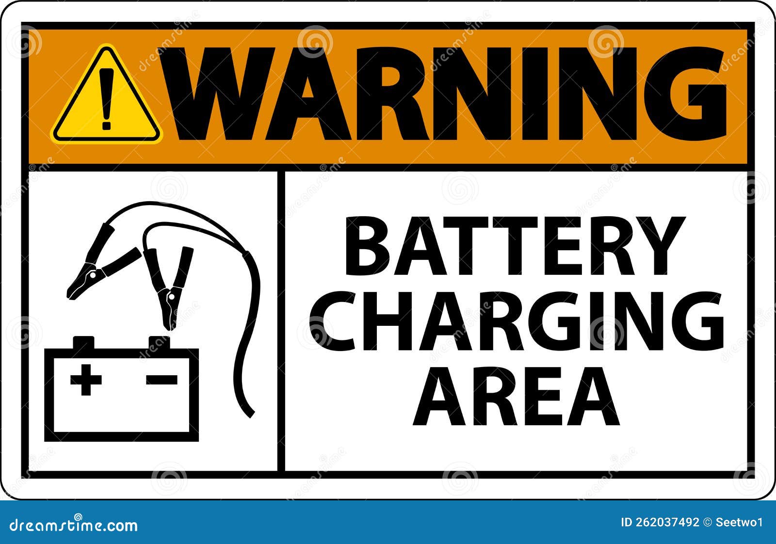 Warning Battery Charging Area Sign on White Background Stock Vector ...