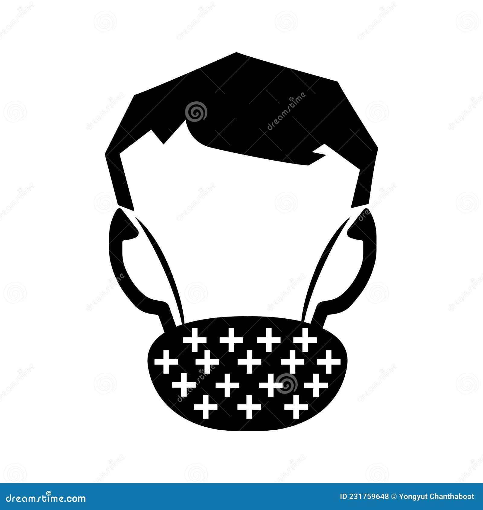 Warning Beard Protection Black Icon ,Vector Illustration, Isolate on ...