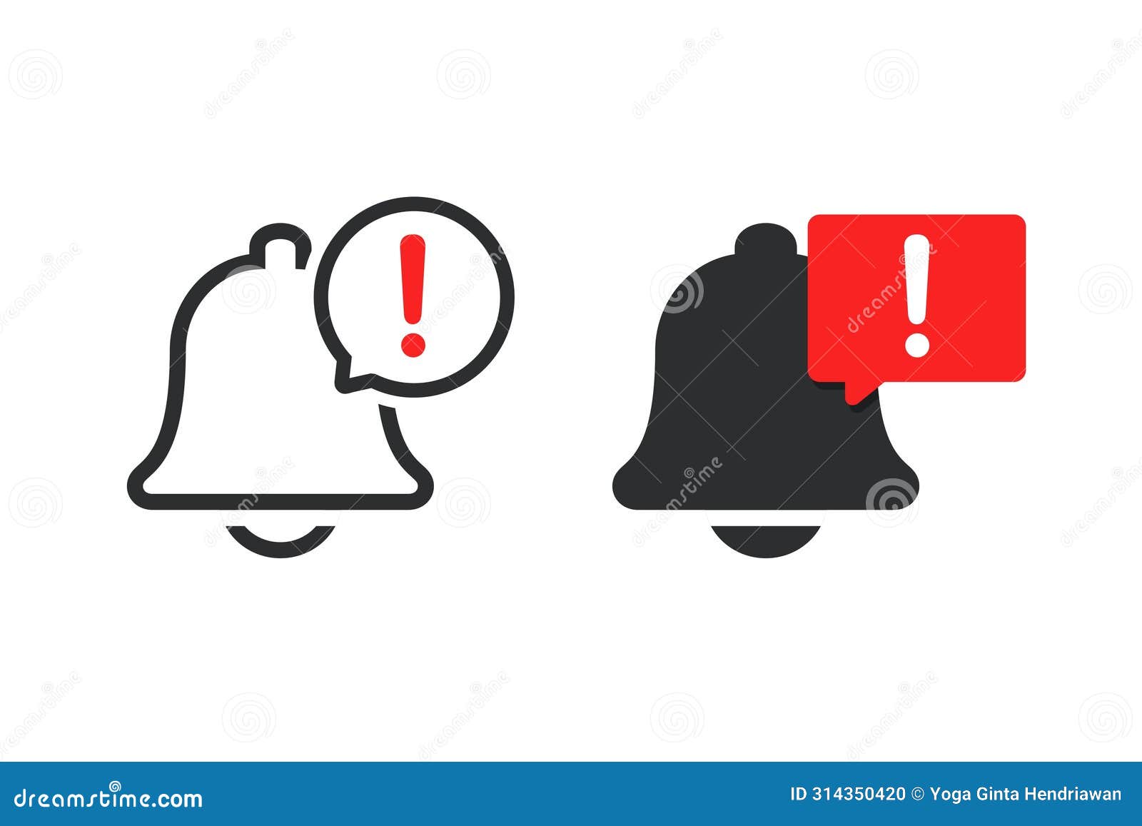 Warning Bell Icon. Illustration Vector Stock Vector - Illustration of ...