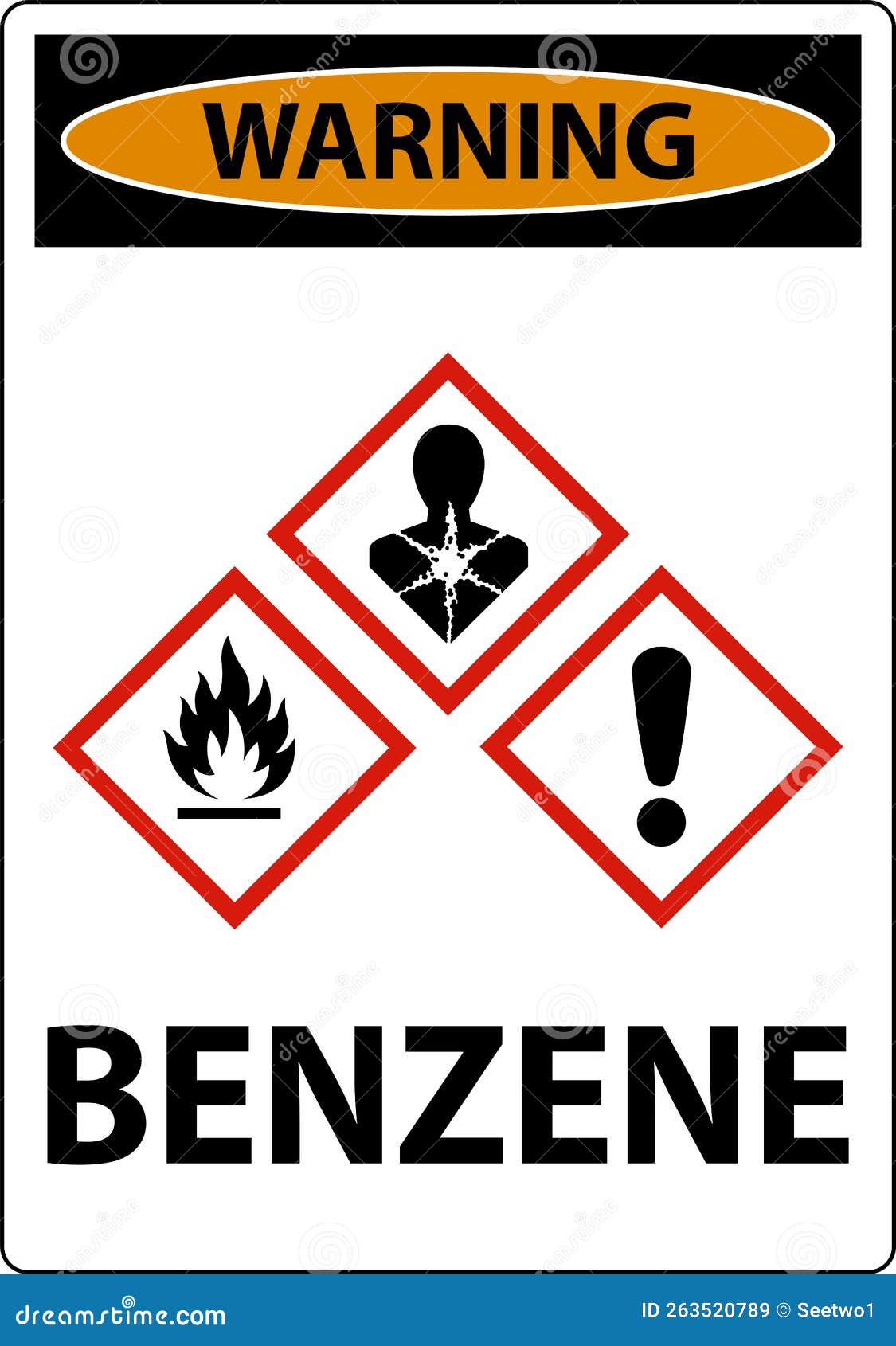 Warning Benzene GHS Sign on White Background Stock Vector ...