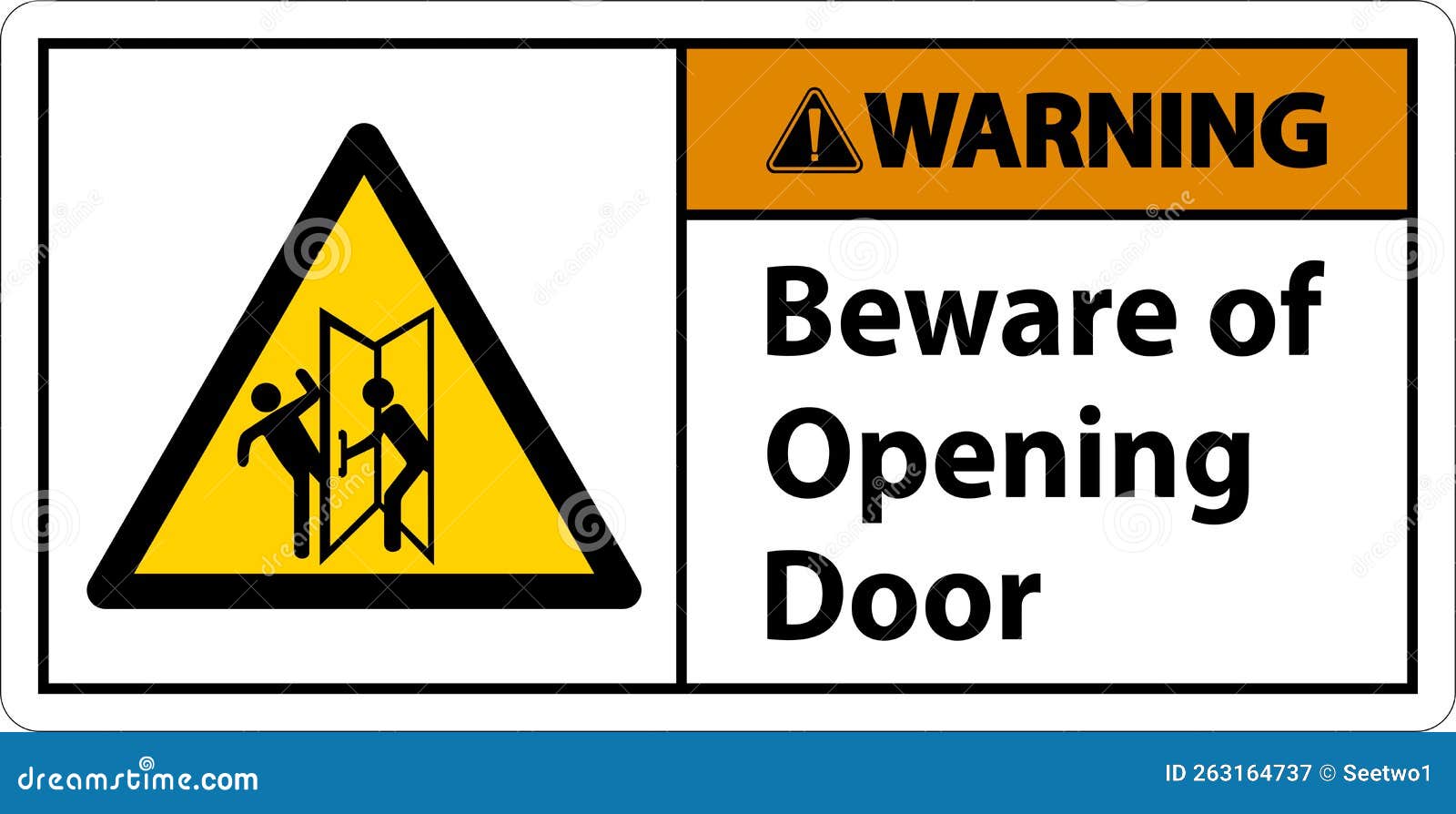Warning Beware Opening Door Sign on White Background Stock Vector ...
