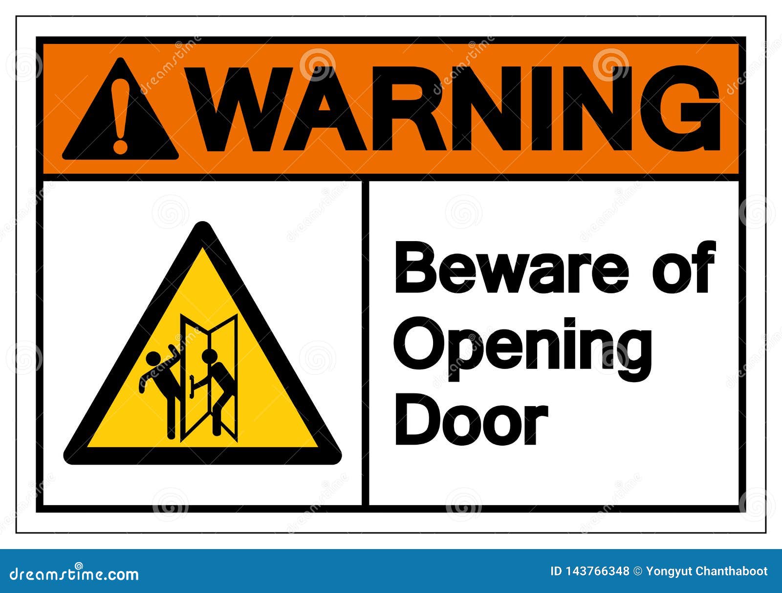 Warning Beware Of Opening Door Symbol Sign, Vector Illustration ...
