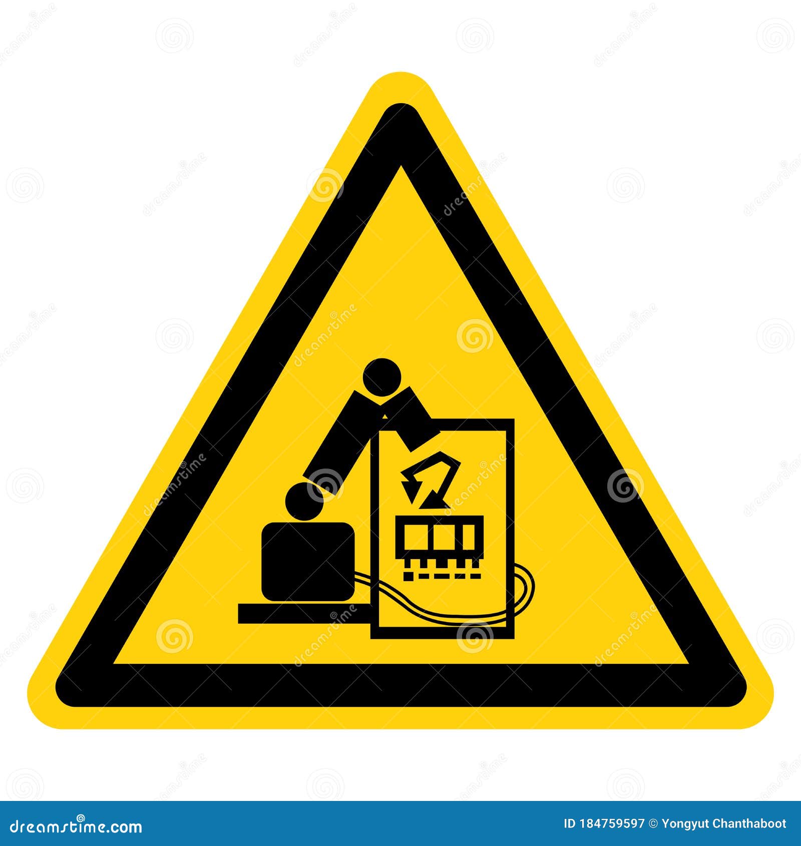 Warning Beware of Robot Symbol Sign, Vector Illustration, Isolate on ...