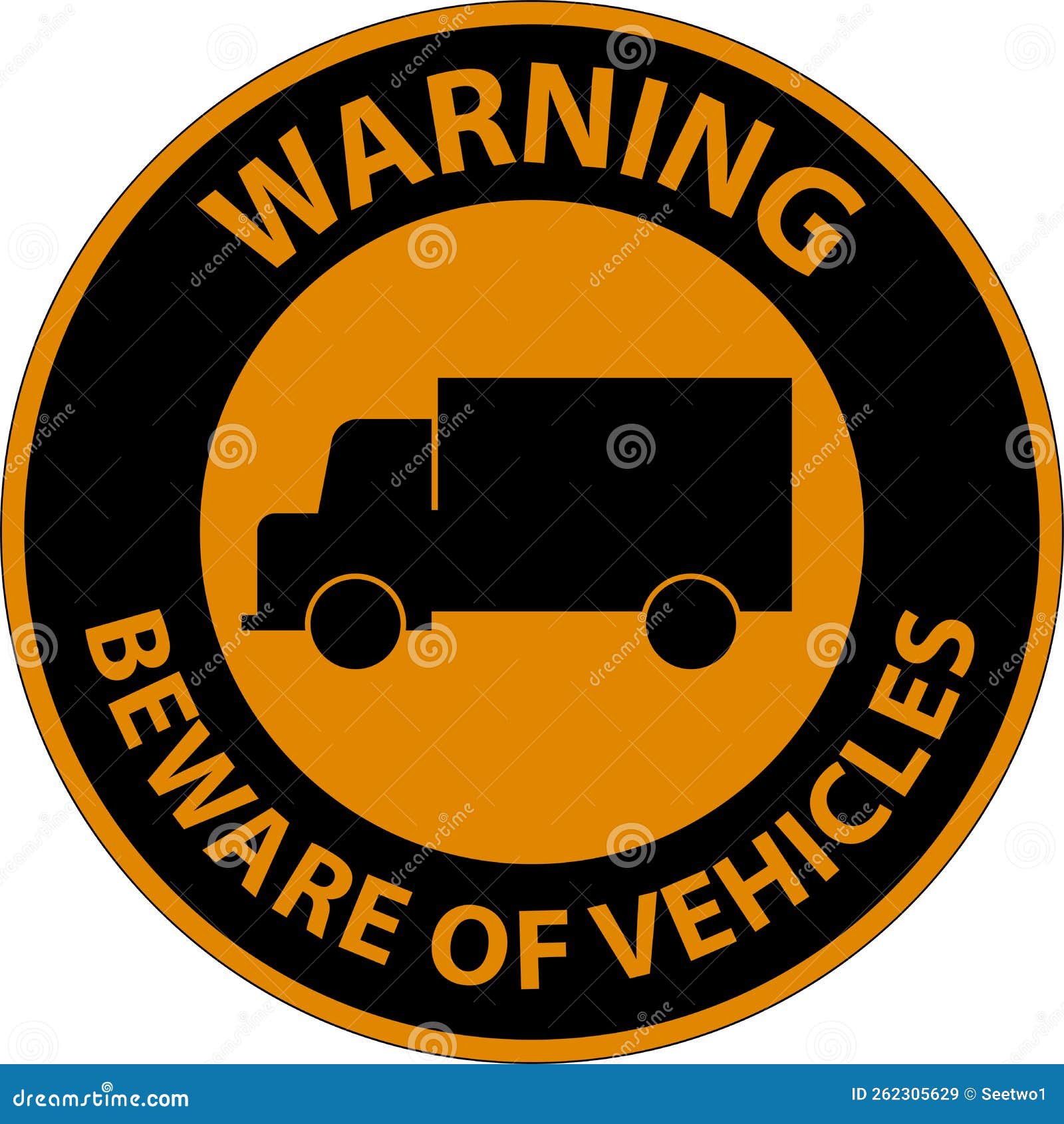 Warning Beware of Vehicles Sign on White Background Stock Vector ...