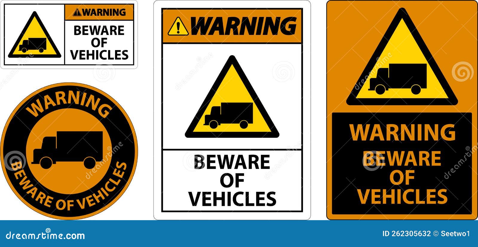 Warning Beware of Vehicles Sign on White Background Stock Vector ...