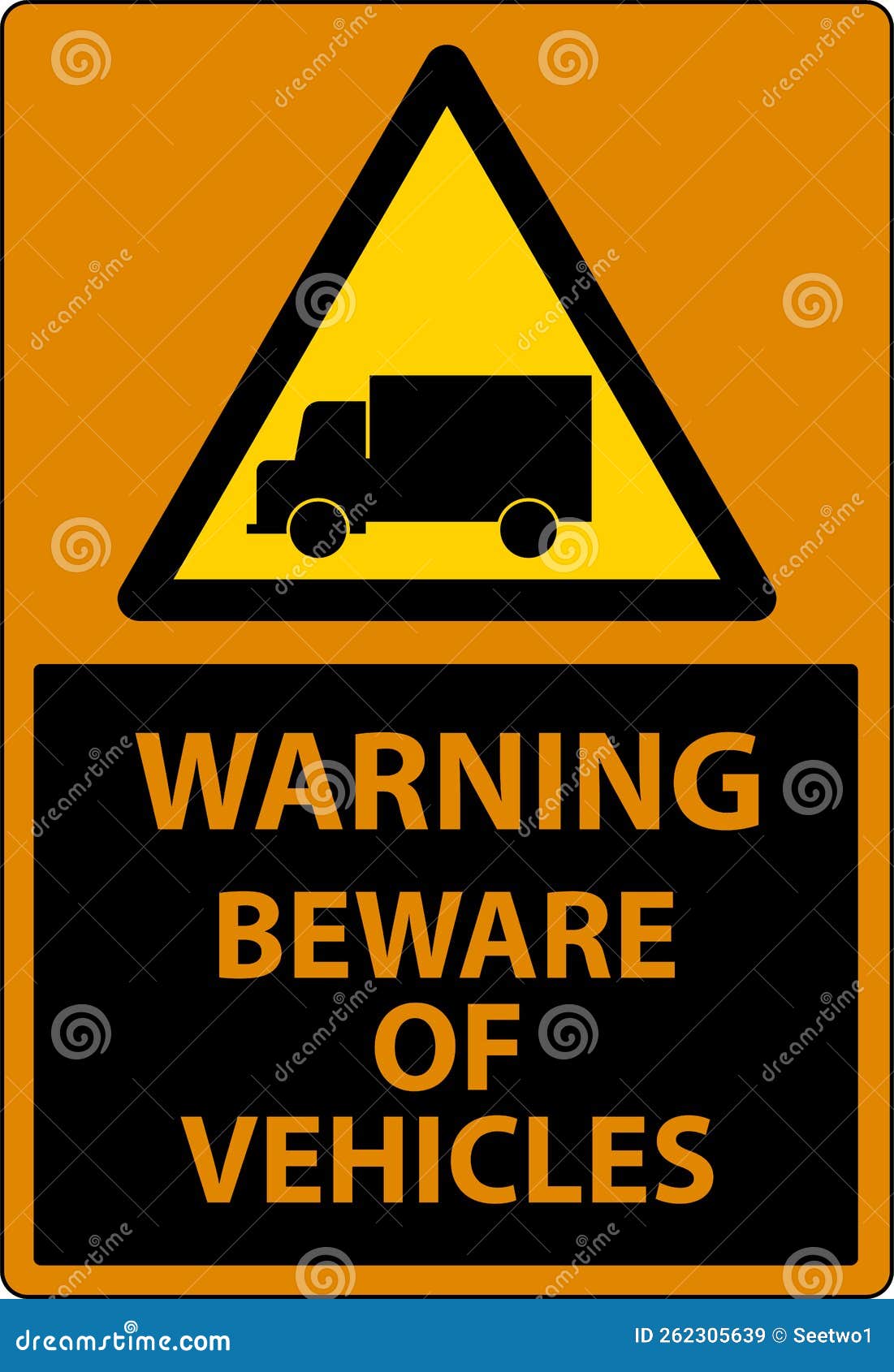 Warning Beware of Vehicles Sign on White Background Stock Vector ...