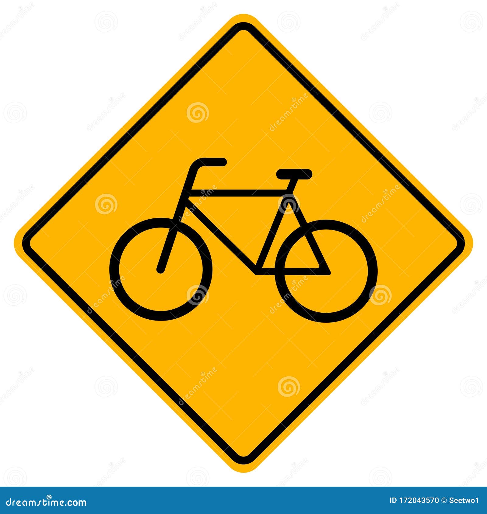 Warning Bicycles only Traffic Road Symbol Sign Isolate on White ...