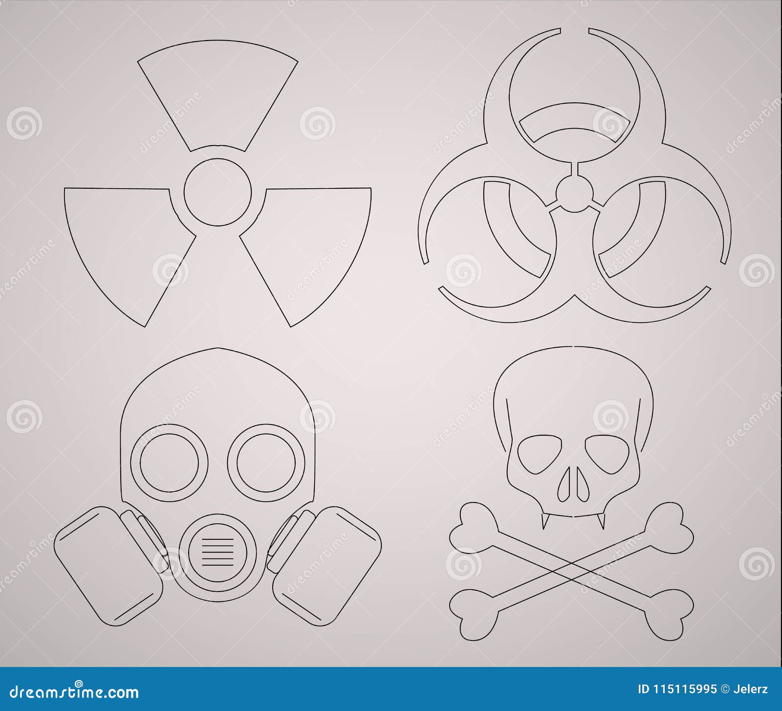 Warning Biohazard Icons. Line Style Sign Illustration. Stock Vector ...