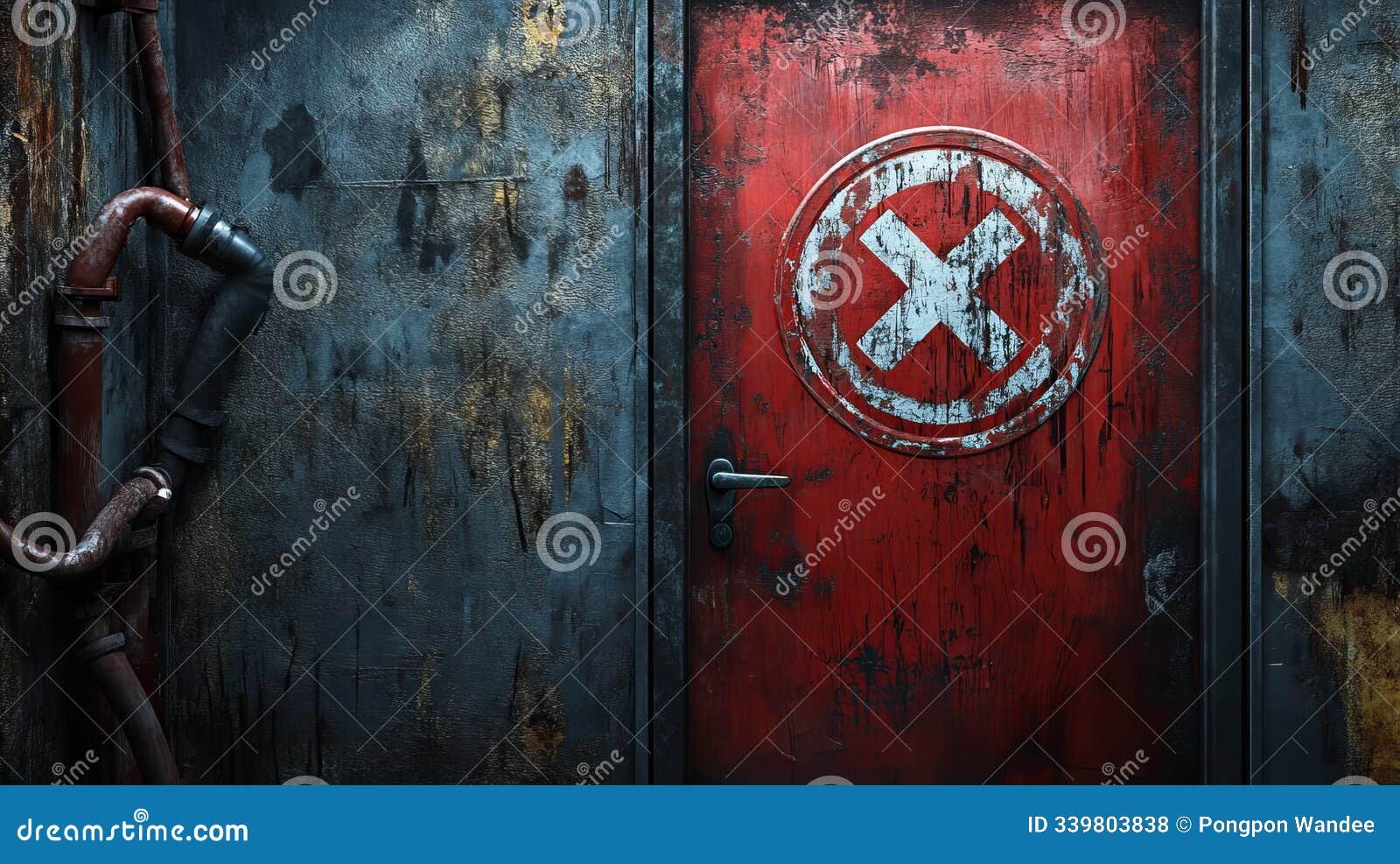 Warning Biohazard Sign on a Door Stock Illustration - Illustration of ...