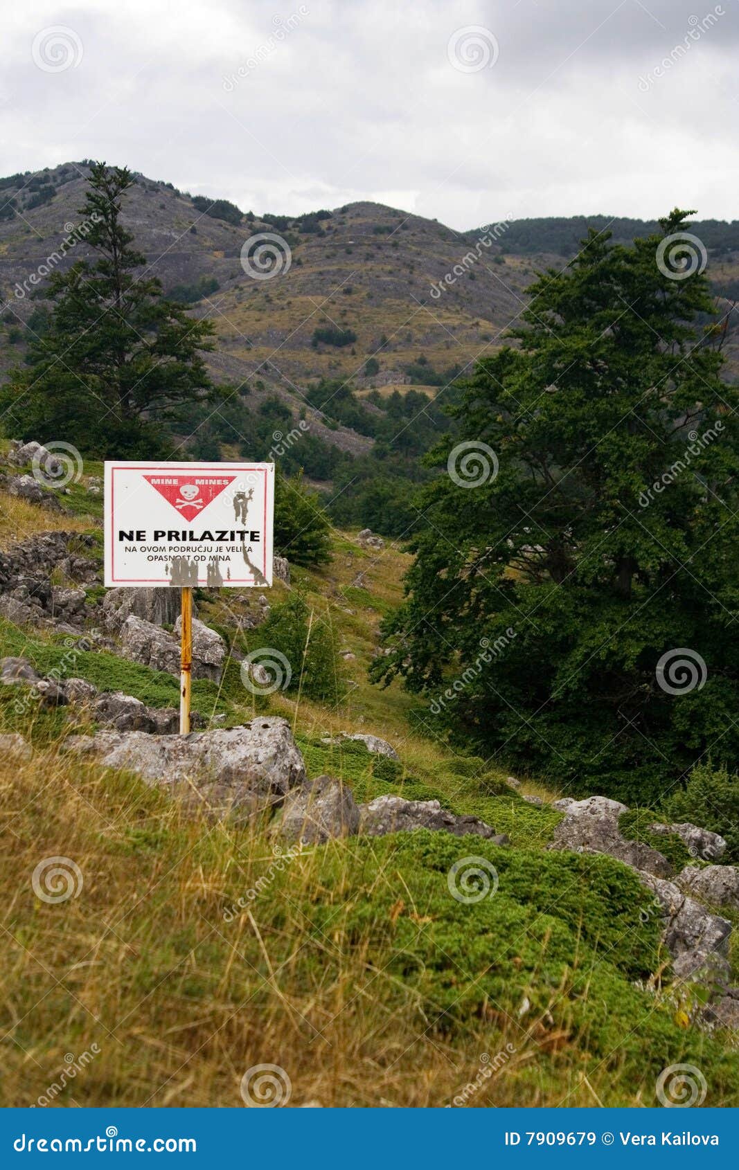 The warning board - mine stock image. Image of croatia - 7909679