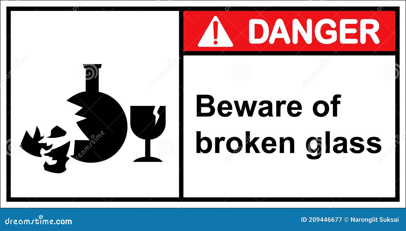 Warning Broken Glass Hazard Symbol Sign ,Vector Illustration, Isolate ...