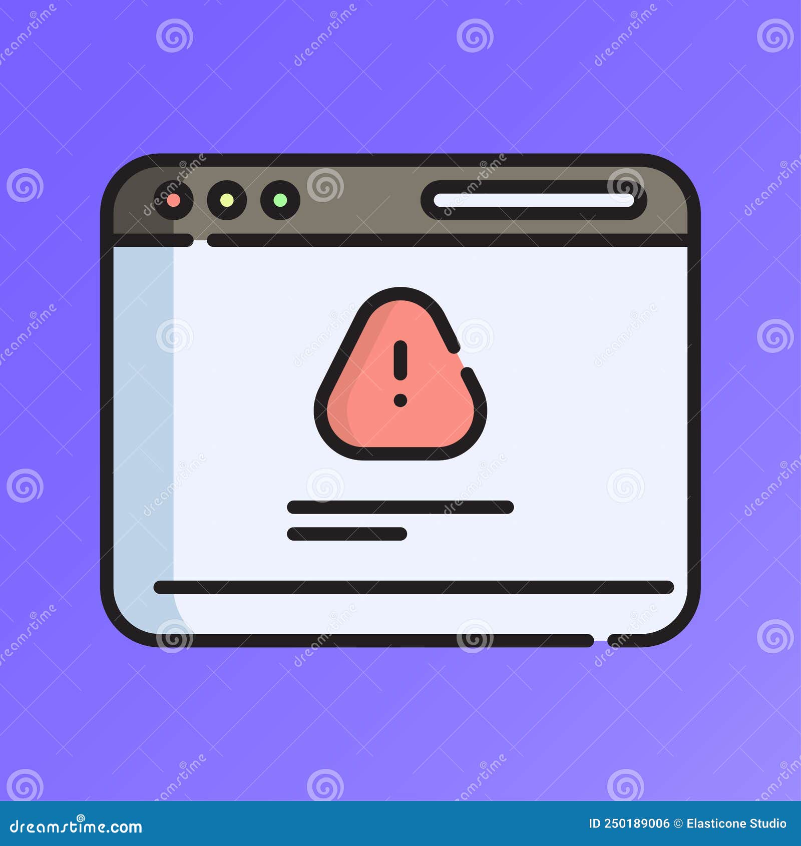 Warning Browser Icon Vector Illustration. Flat Outline Cartoon. Cyber ...