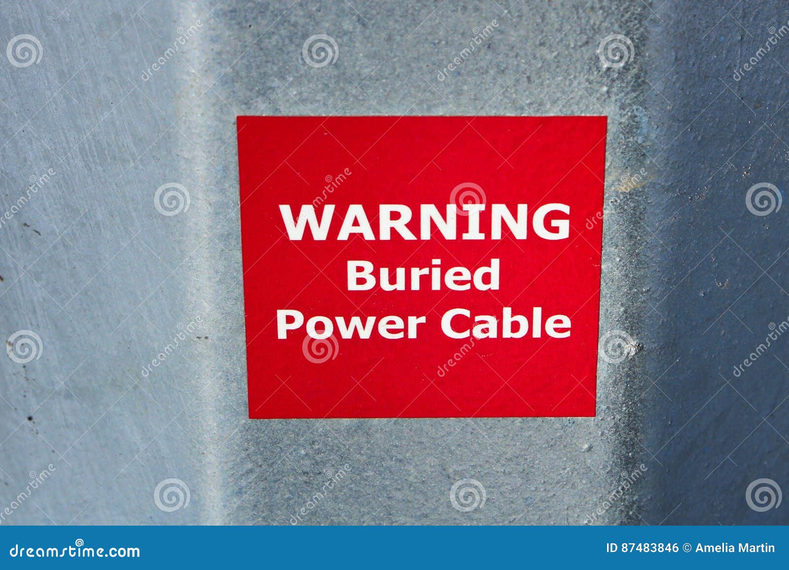 Warning Buried Power Cable Sign on Metal Pole Stock Photo - Image of ...