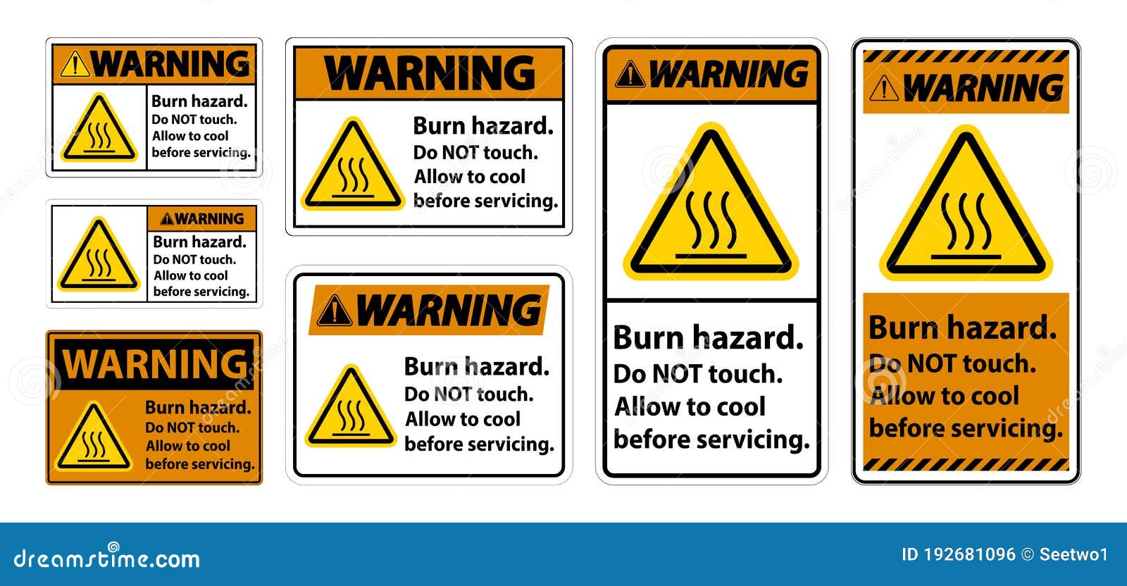 Warning Burn Hazard Safety,Do Not Touch Label Sign on White Background ...