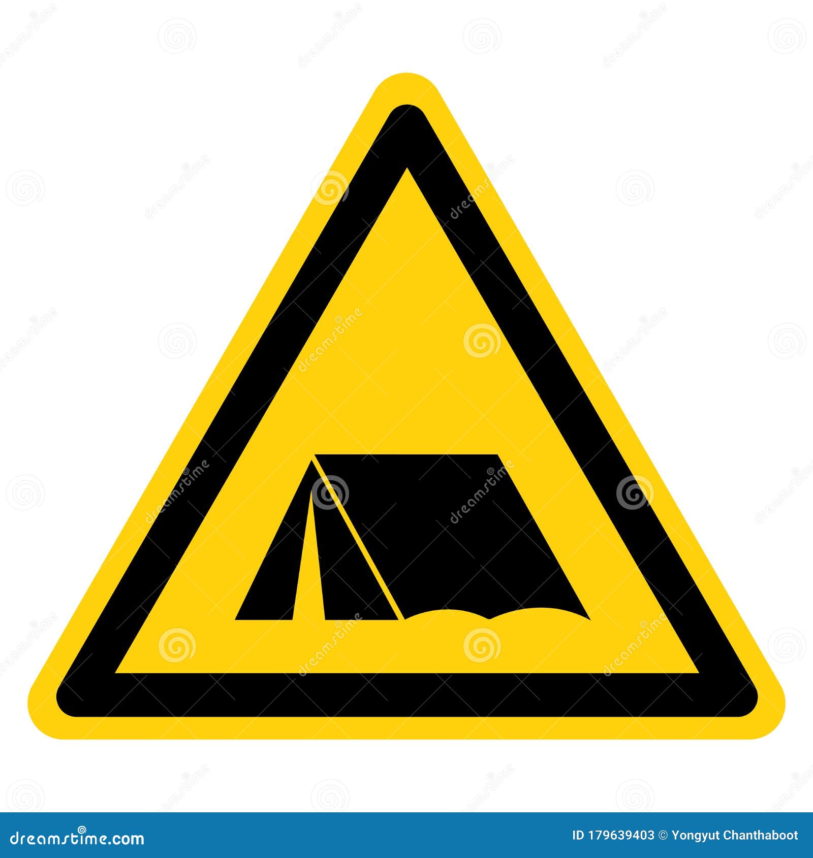 Warning Camping Area, Vector Illustration, Isolate on White Background ...