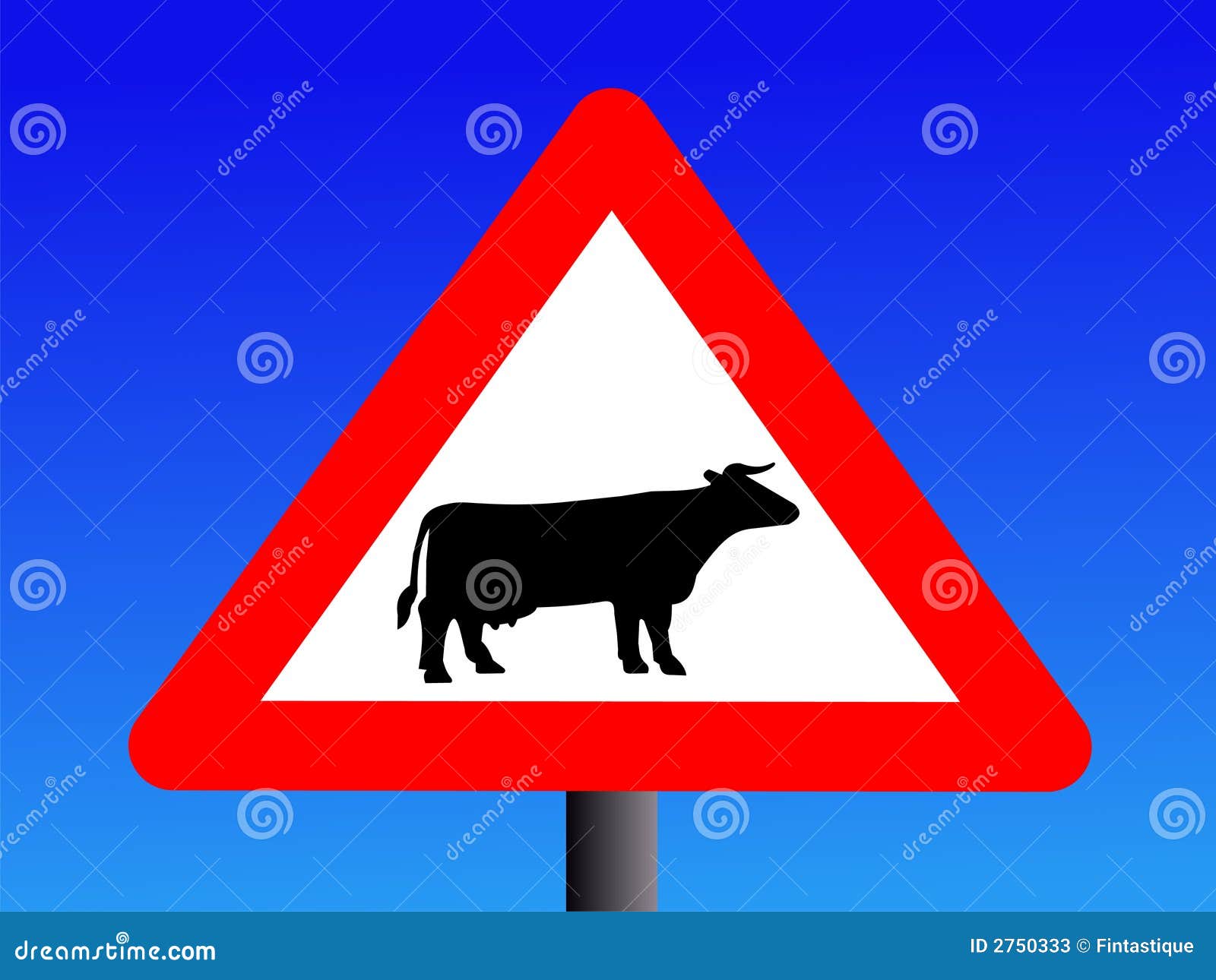 Caution Cattle Crossing Hazard Sign Icon Of 3 Types Color, Black And ...