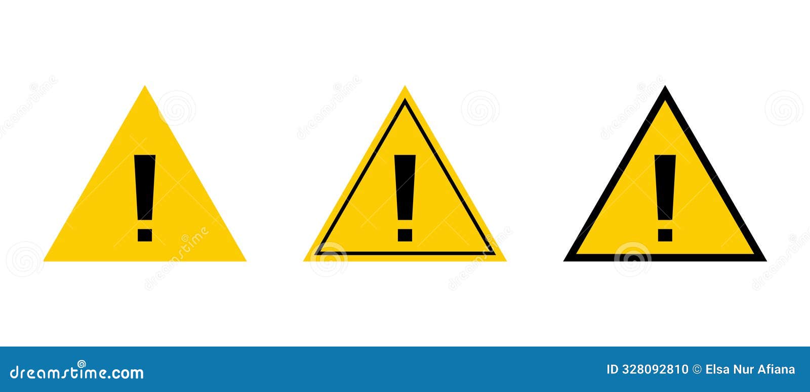 Warning, Caution Icon Set in Flat Design. Exclamation Mark on Triangle ...