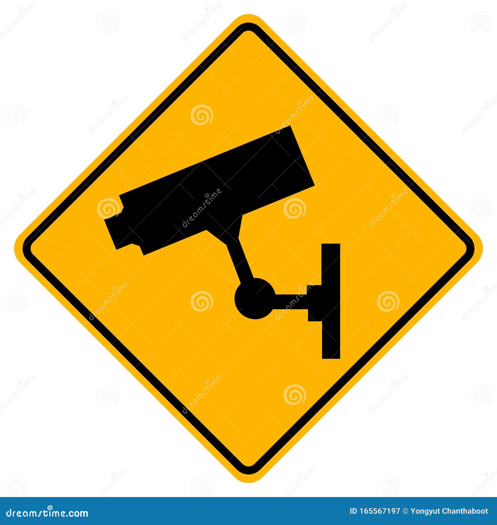 Warning Cctv In Operation Yellow Sign - Rectangle Sign Stock ...