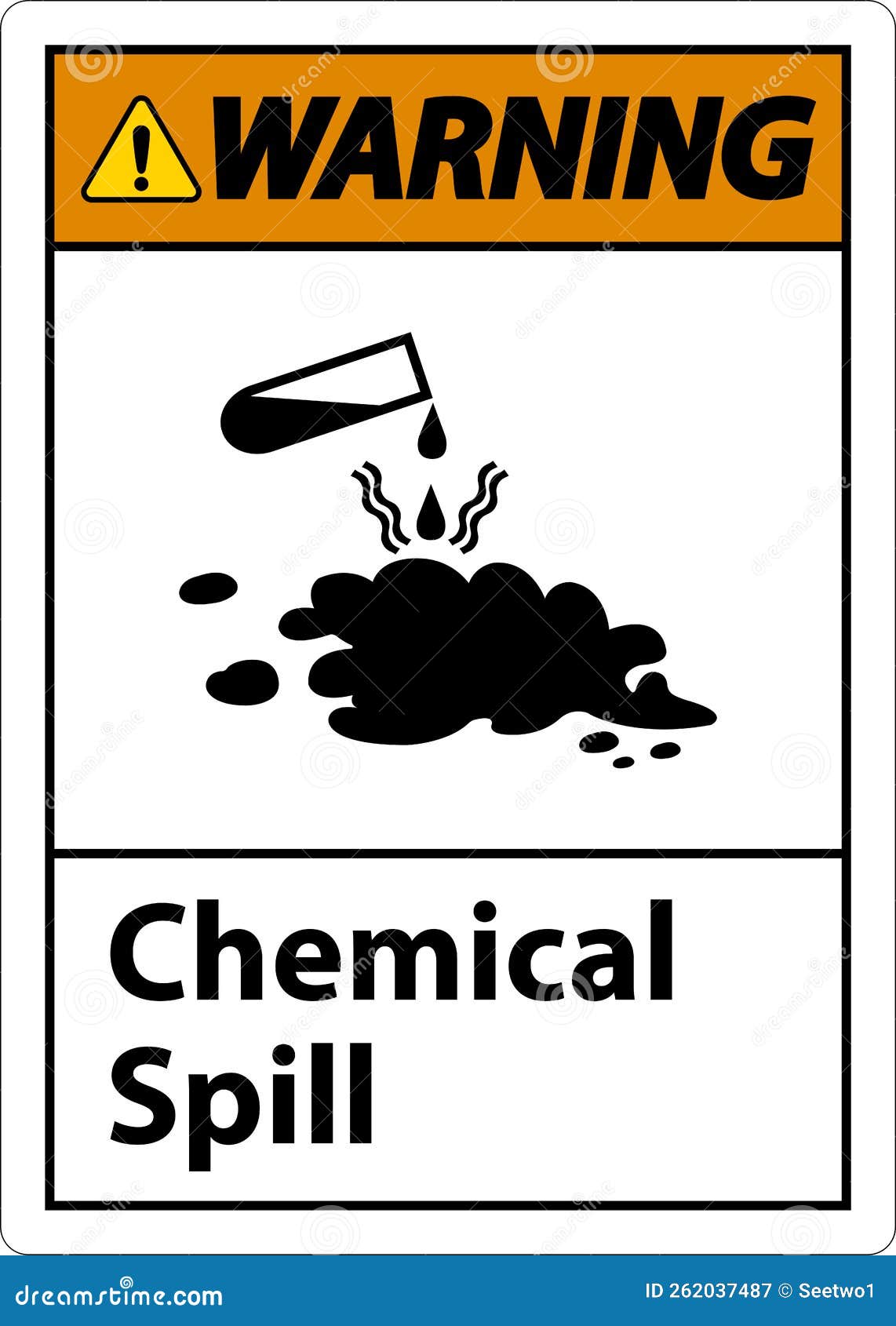 Warning Chemical Spill Sign on White Background Stock Vector ...