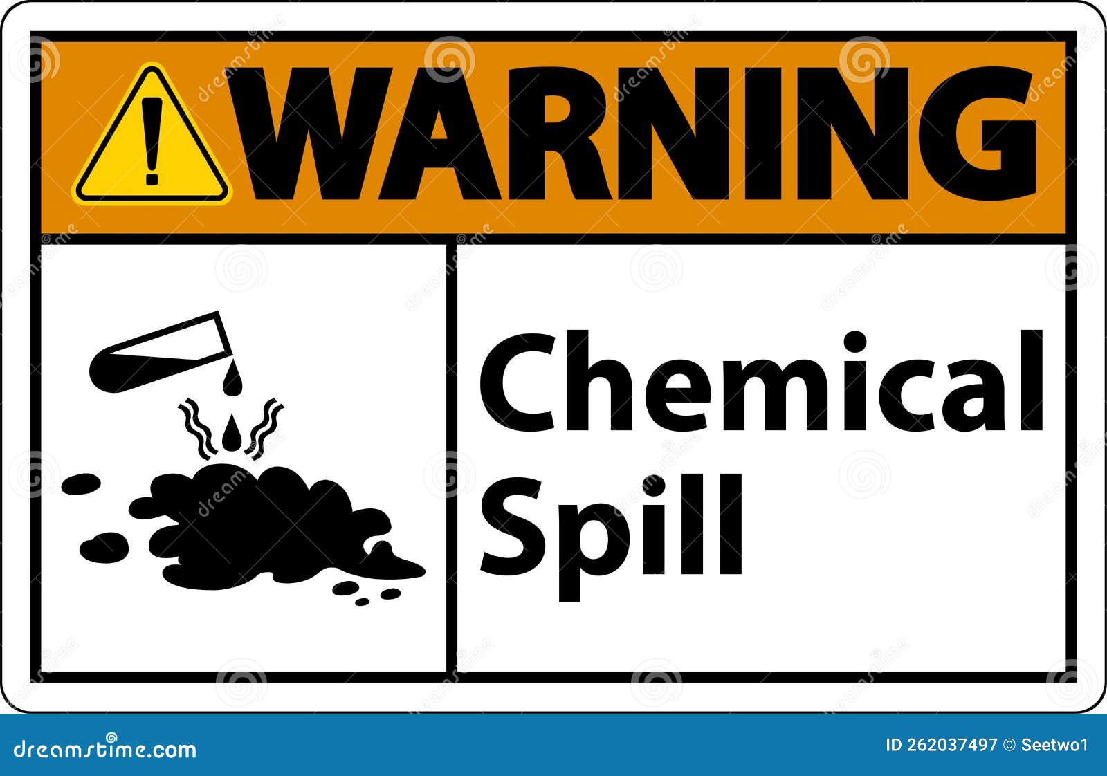 Warning Chemical Spill Sign on White Background Stock Vector ...