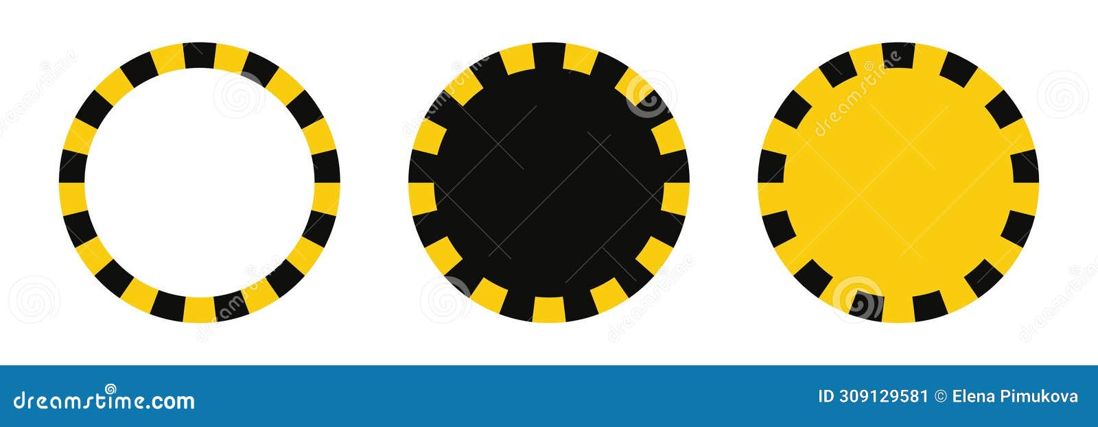 Warning Circle Frame with Yellow Black Tape. Barricade Lines. Round ...