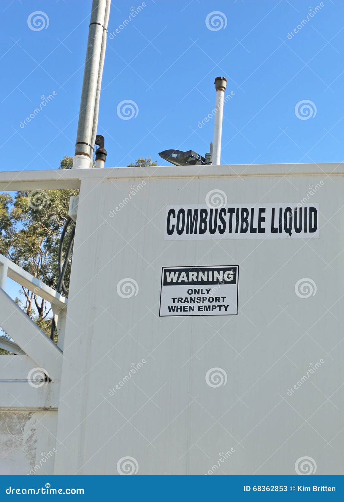 Warning-Combustible Liquid-only Transport when Empty Sign Stock Image ...
