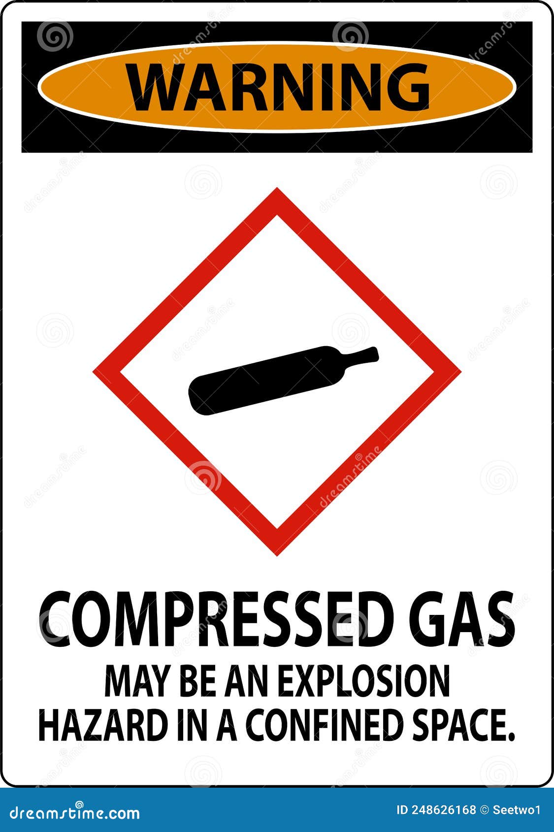 Warning Compressed Gas GHS Sign on White Background Stock Vector ...