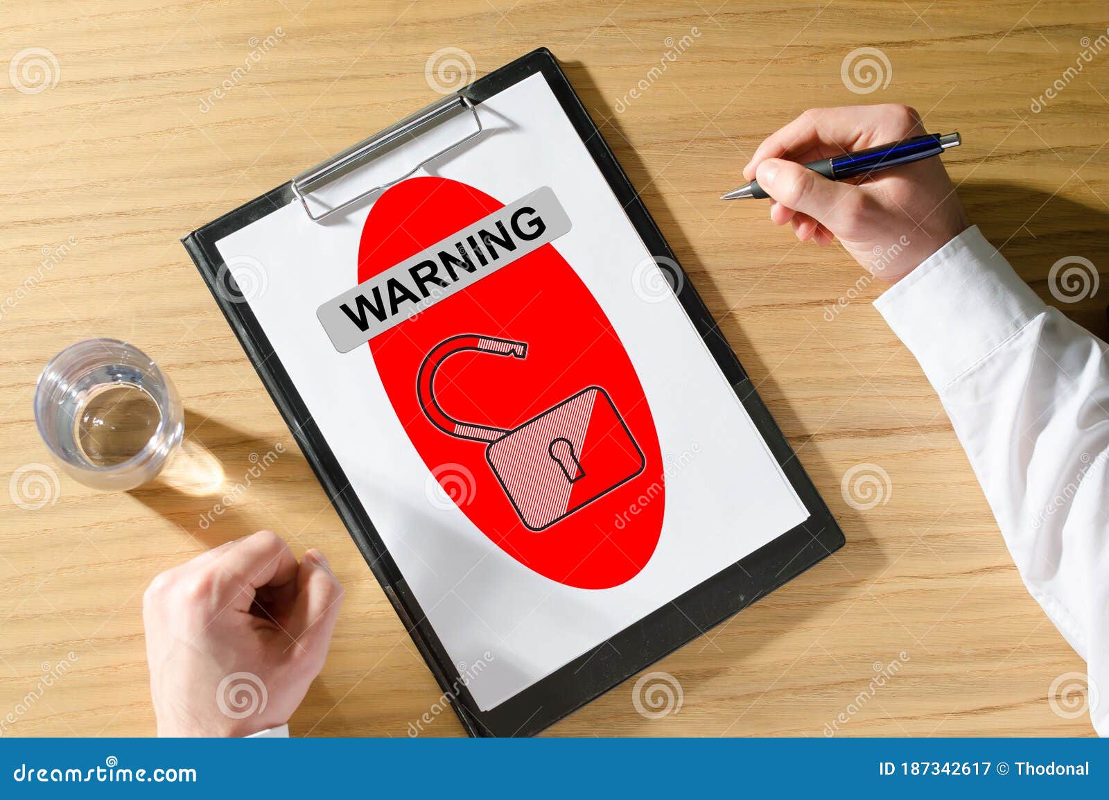 Warning concept on a desk stock image. Image of concept - 187342617