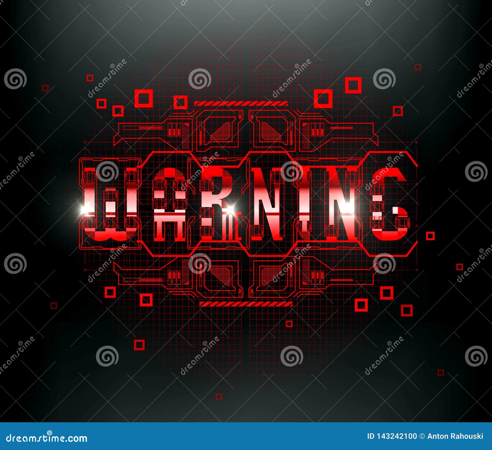 Warning. Conceptual Layout With HUD Elements For Print And Web ...