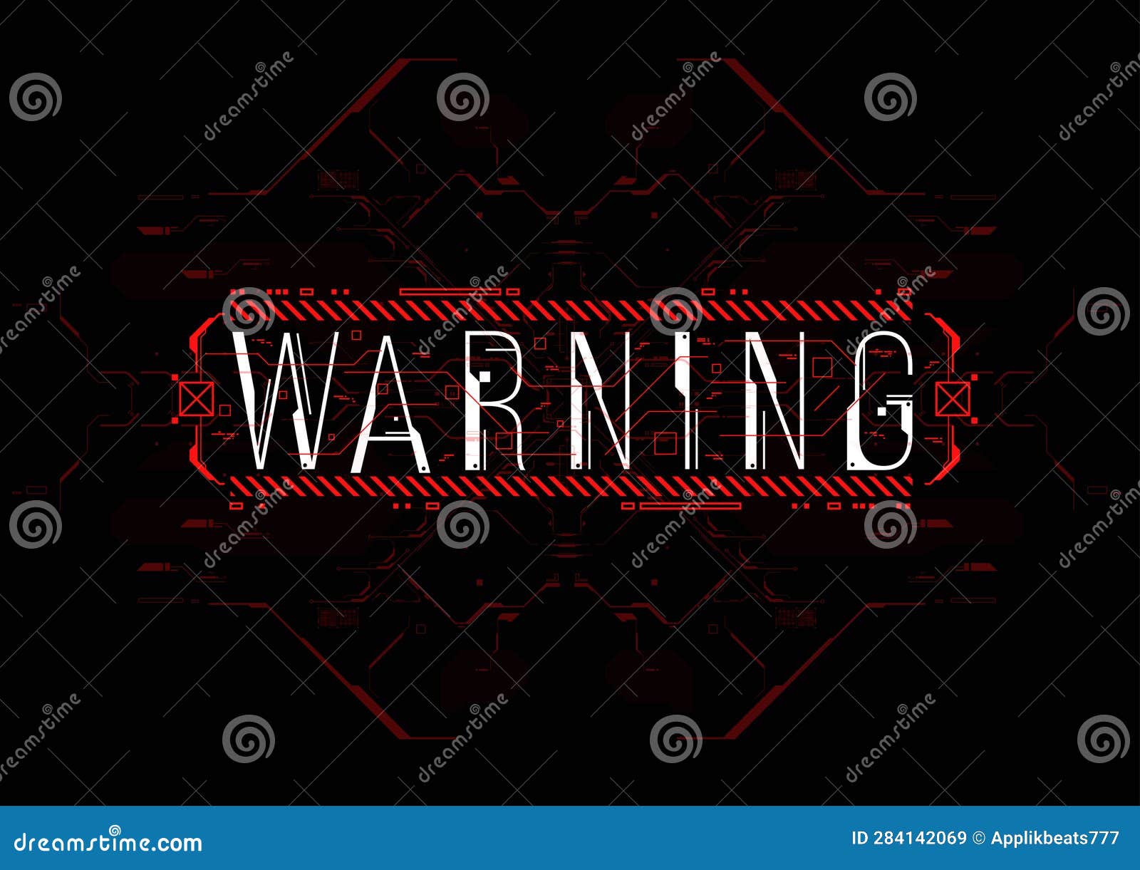 Warning. Conceptual Layout with HUD Elements for Print and Web Stock ...