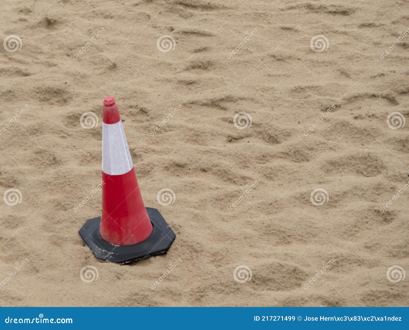 Warning Cone on the Sand of a Beach Stock Image - Image of careful ...