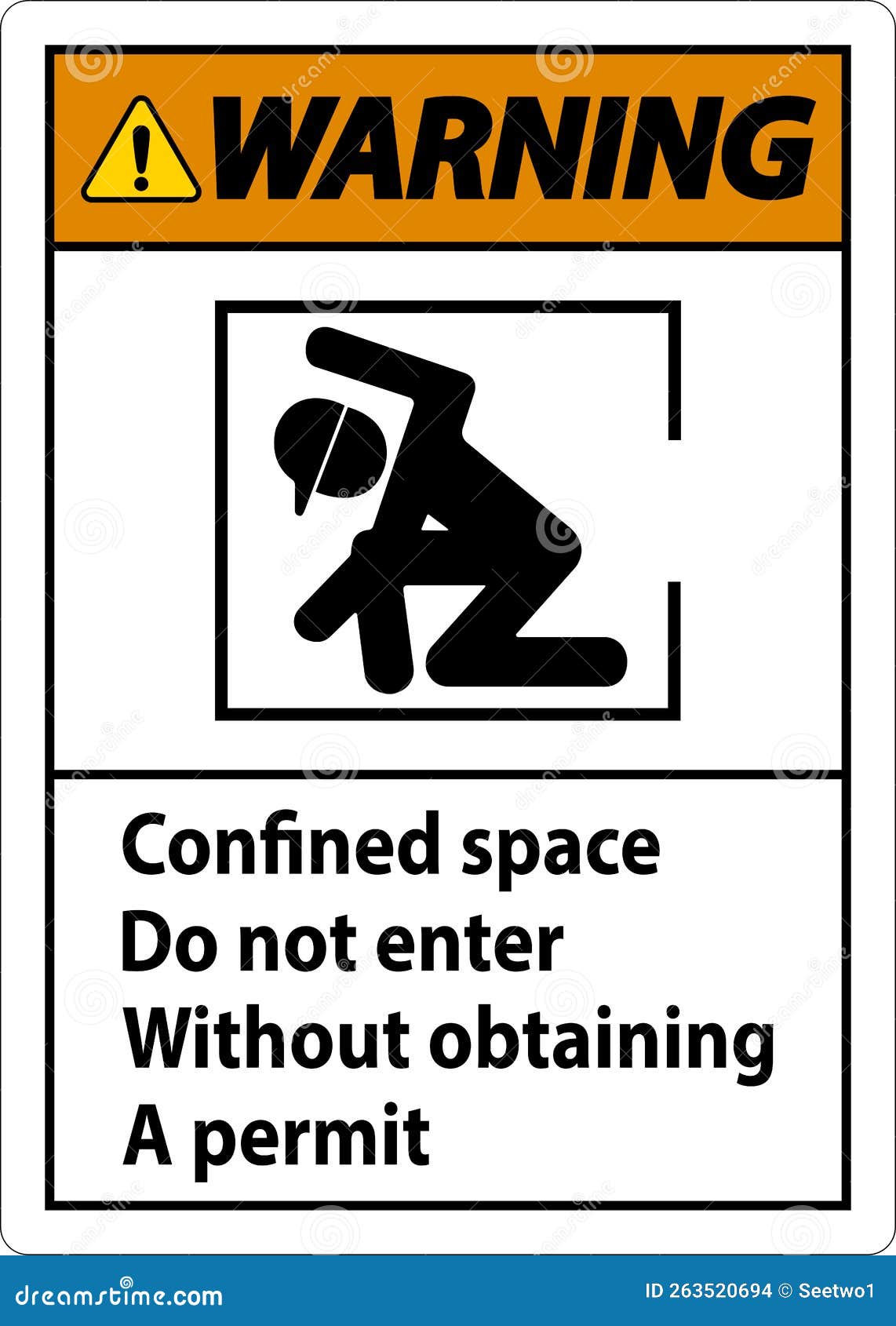 Warning Confined Space Symbol Sign, Vector Illustration, Isolate On ...