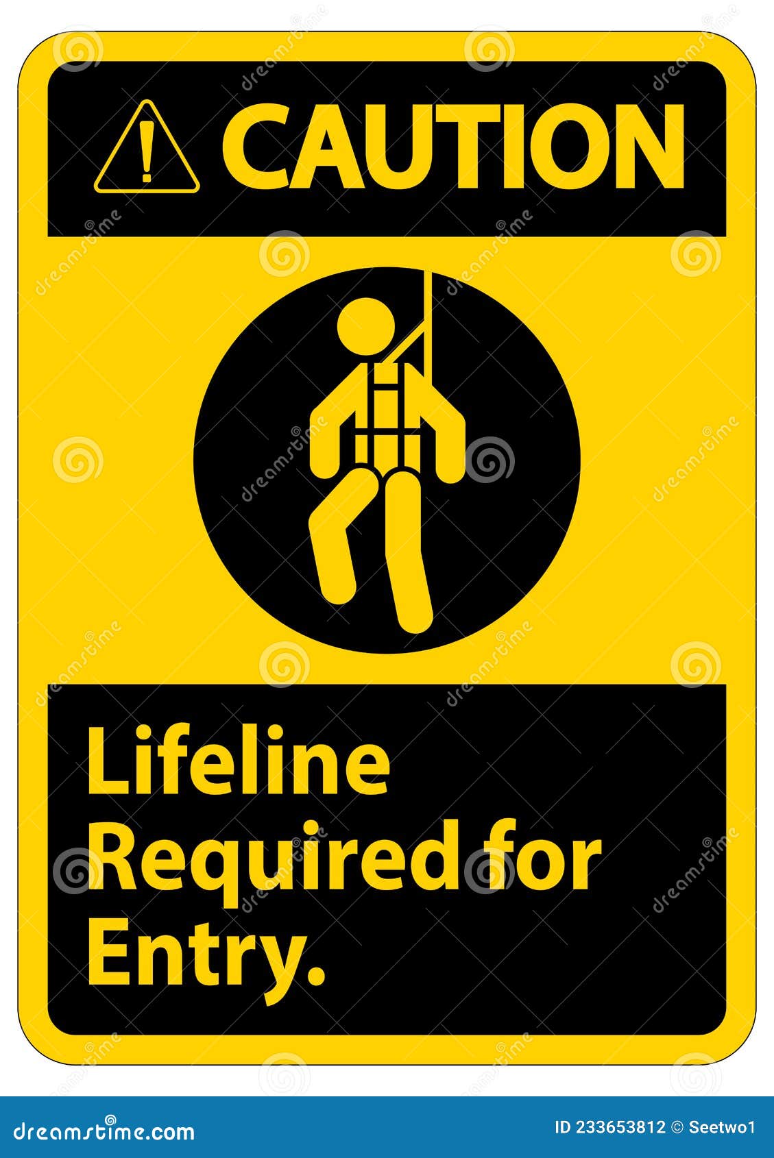 Warning Confined Space Sign Lifeline Required for Entry Stock Vector ...