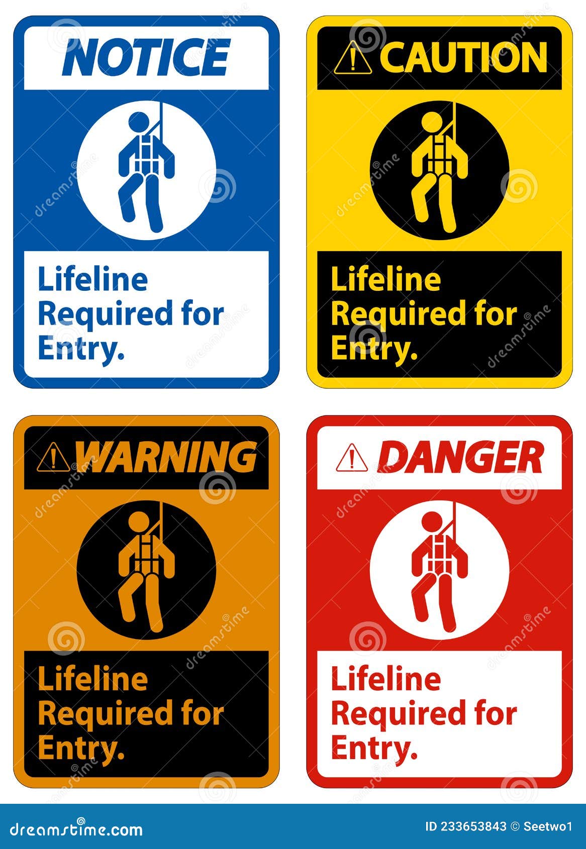 Warning Confined Space Sign Lifeline Required for Entry Stock Vector ...