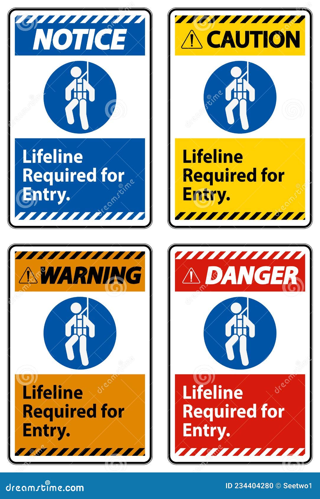 Warning Confined Space Entry By Permit Only Sign Cartoon Vector ...