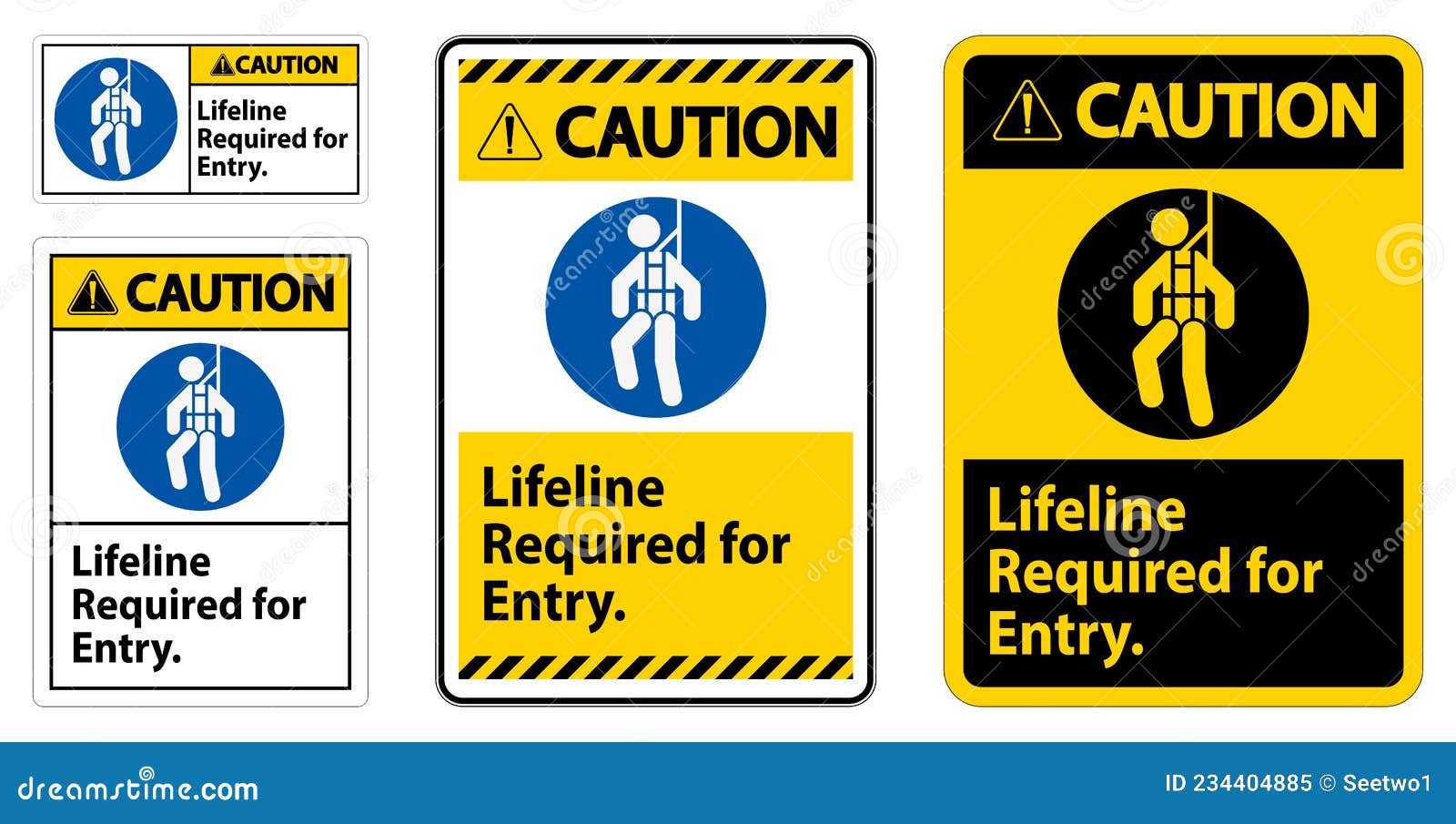 Warning Confined Space Sign Lifeline Required for Entry Stock Vector ...